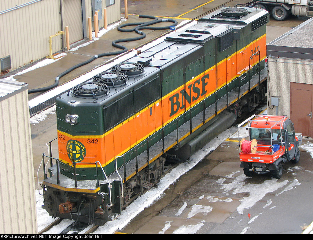 130129001 BNSF 342 At Northtown Diesel Shop